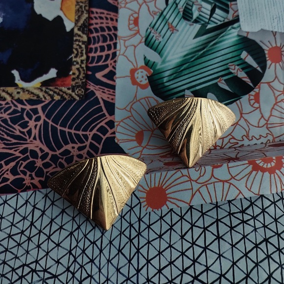 Vintage | Jewelry | Vintage Gold Tone Triangle Earrings | Poshmark